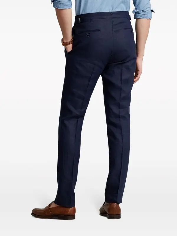 Polo Ralph Lauren Pleat-detail Linen Trousers - Blue