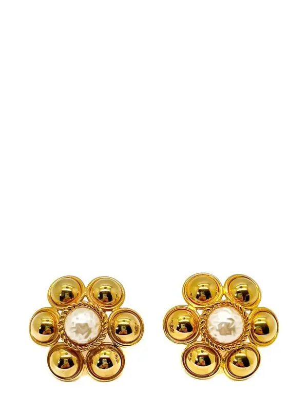 JENNIFER GIBSON JEWELLERY Vintage Flower Clip On Earrings - Gold