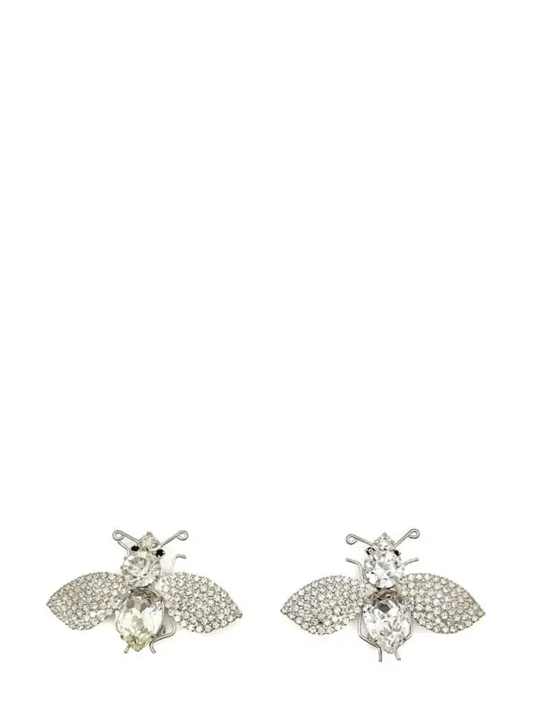 JENNIFER GIBSON JEWELLERY Vintage Crystal Bee Clip-on Earrings - Silver