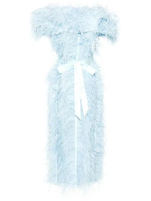 Huishan Zhang Angelina Feather-trim Midi Dress - Blue