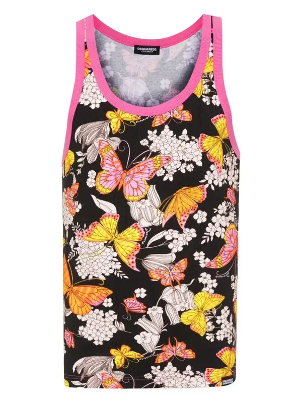 Dsquared2 Floral-print Tank Top - Black