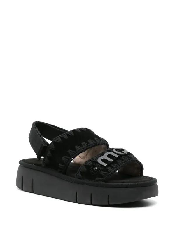 Mou Bounce Suede Flatform Sandals - Black