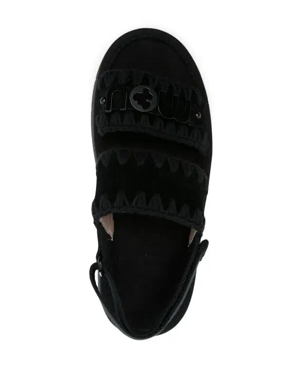 Mou Bounce Suede Flatform Sandals - Black