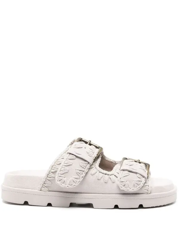Mou Whipstitch-trim Suede Slides