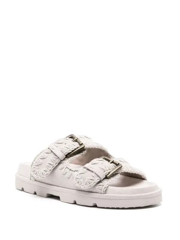 Mou Whipstitch-trim Suede Slides