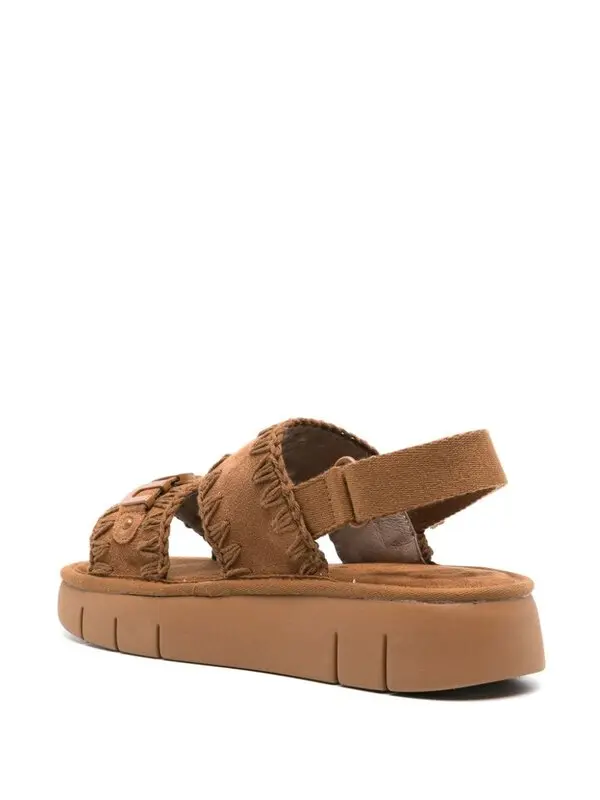 Mou Bounce Suede Flatform Sandals - Brown