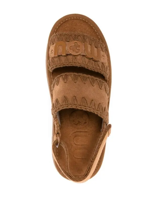 Mou Bounce Suede Flatform Sandals - Brown