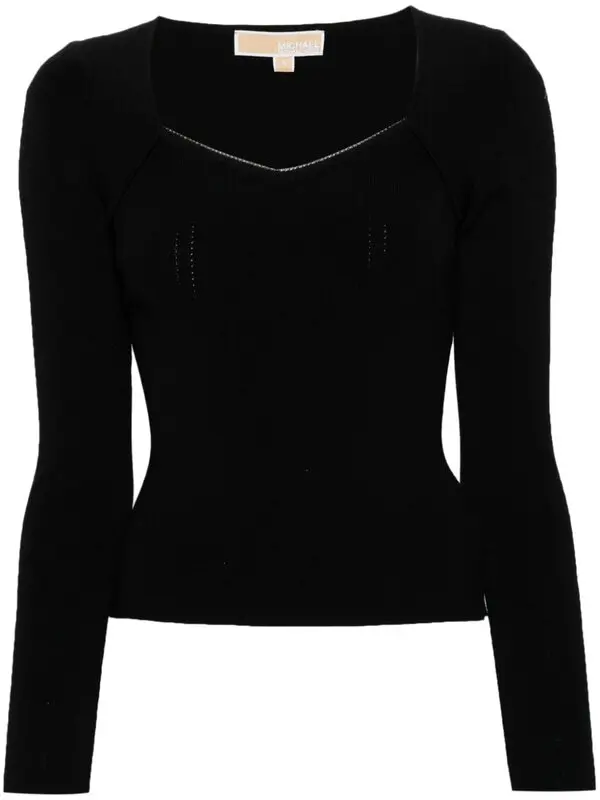 Michael Kors Rhinestoned Sweetheart-neck Top