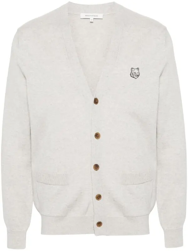 Maison Kitsuné Bold Fox Head Wool Cardigan - Grey