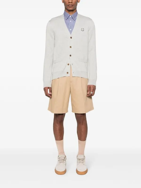 Maison Kitsuné Bold Fox Head Wool Cardigan - Grey