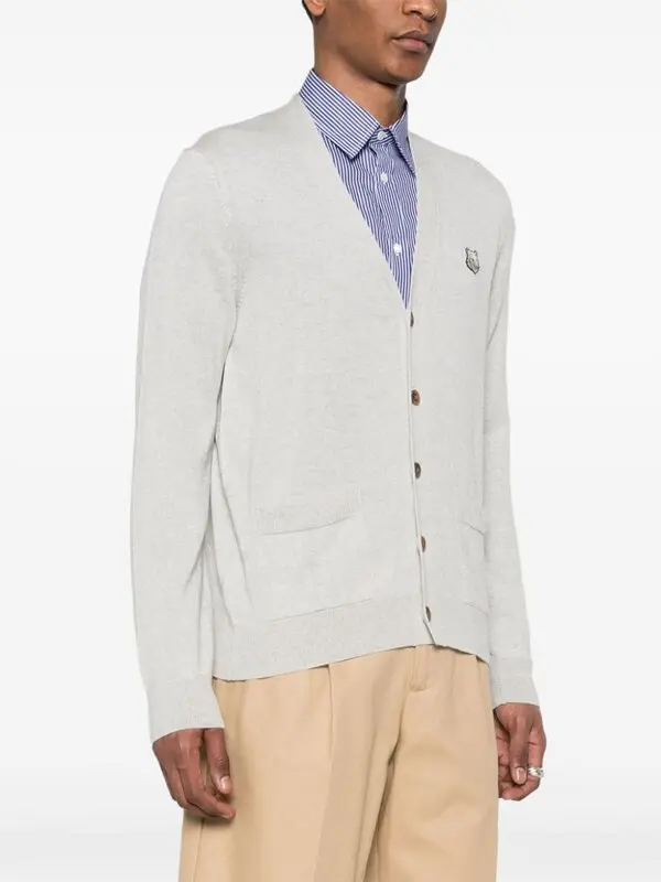 Maison Kitsuné Bold Fox Head Wool Cardigan - Grey