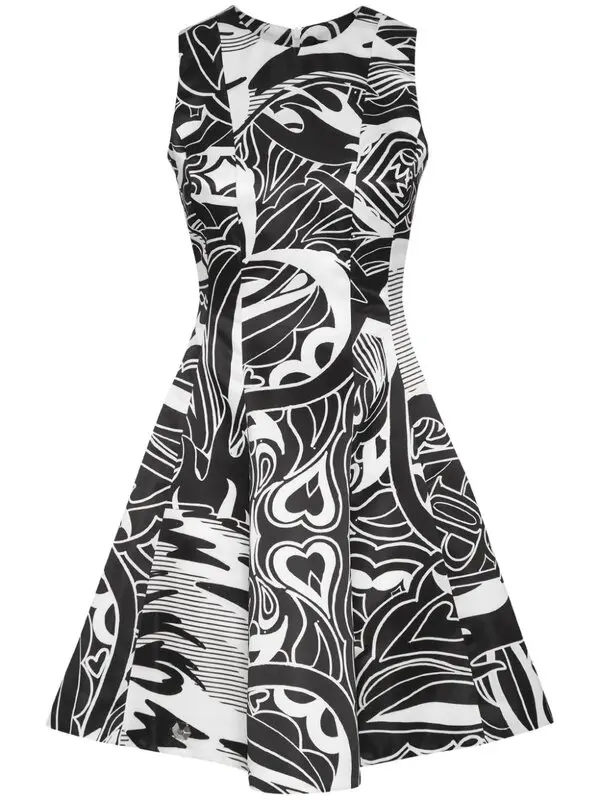 Philipp Plein Graphic-print Duchess Mini Dress - Black