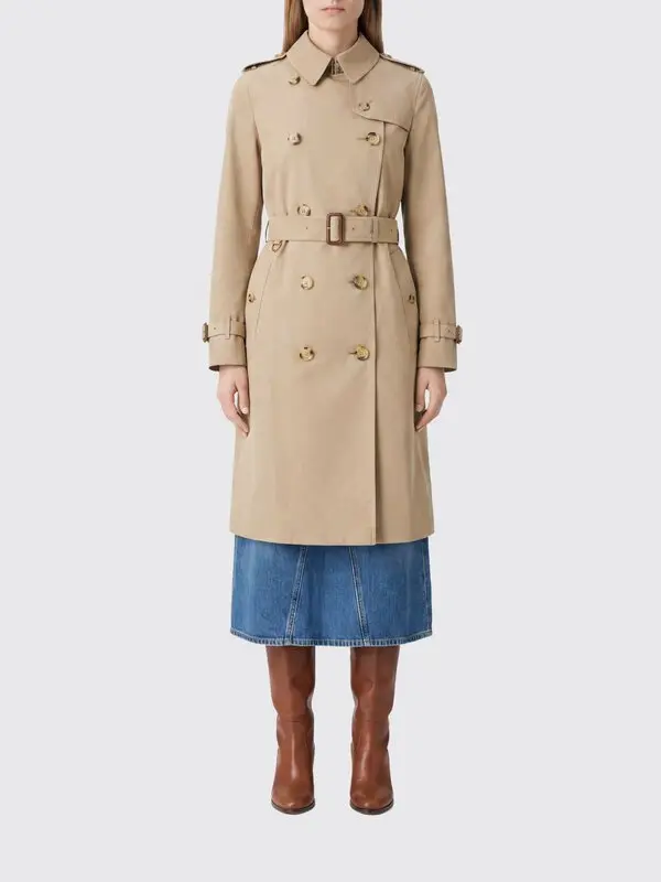 Burberry Knee-length Double-breasted Cotton Trench Coat With Belt And Epaulettes