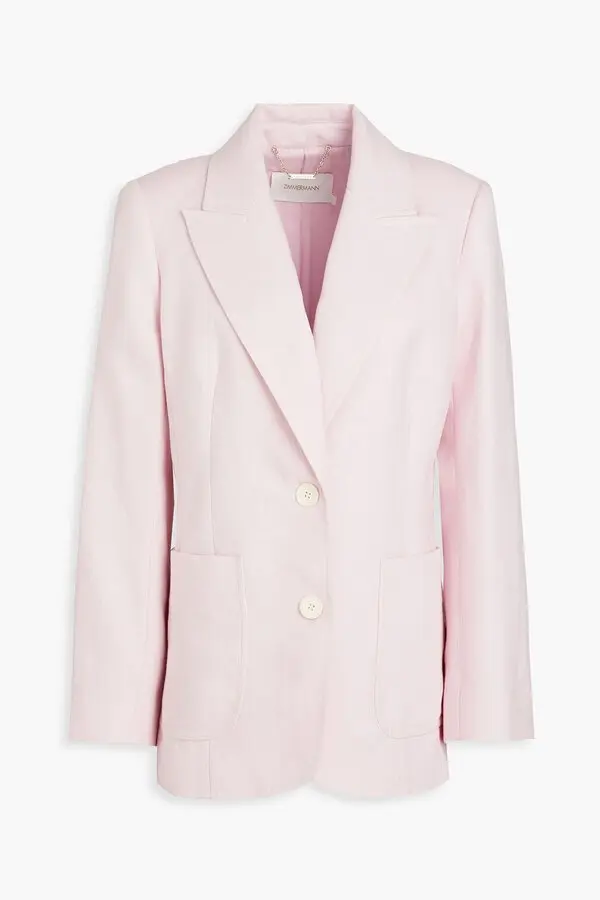 Zimmermann Linen Blazer With Shoulder Pads - Baby Pink