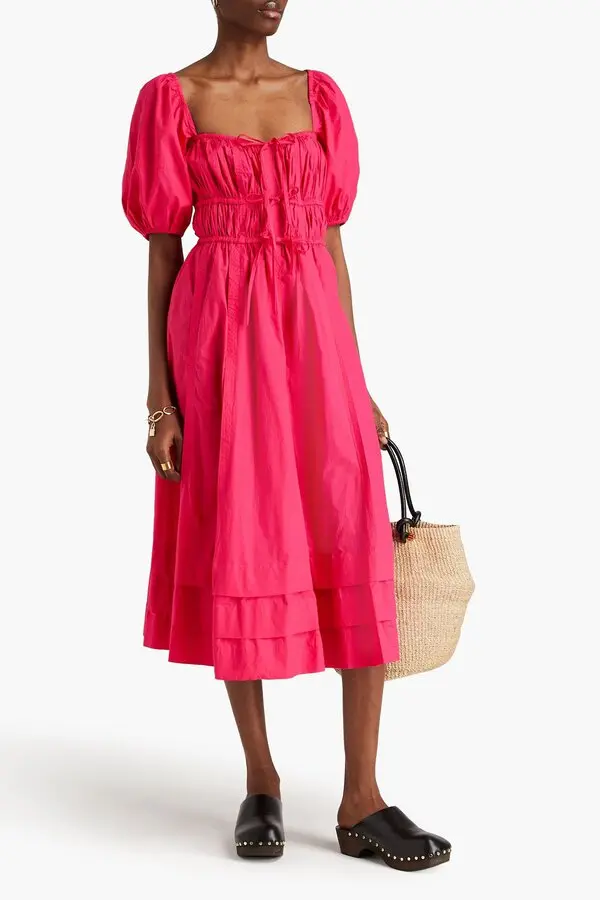 Ulla Johnson Palma Gathered Cottonpoplin Midi Dress