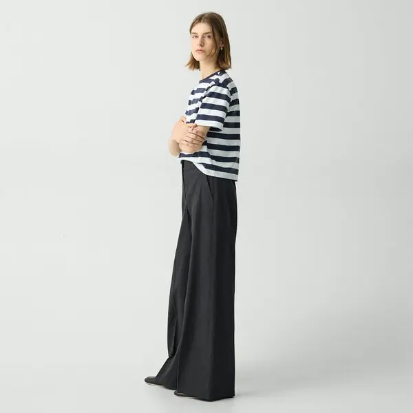 Theory High-waist Wide-leg Linen Trouser - Black