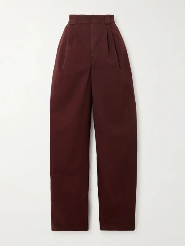 LEMAIRE Pleated Wide-leg Cotton-sateen Trousers