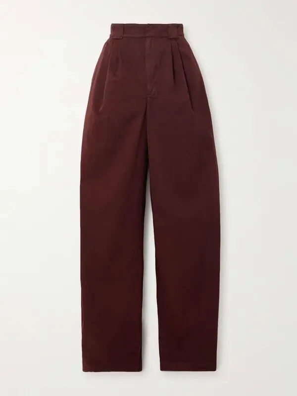 LEMAIRE Pleated Wide-leg Cotton-sateen Trousers