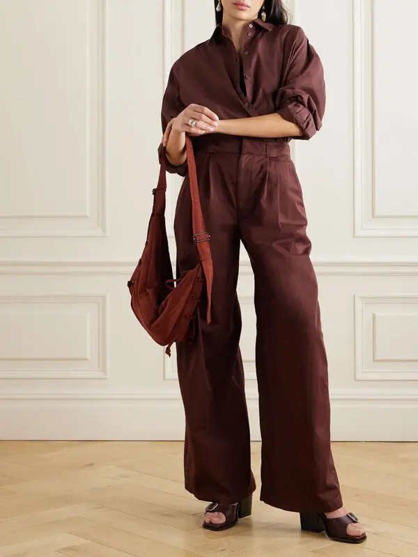 LEMAIRE Pleated Wide-leg Cotton-sateen Trousers
