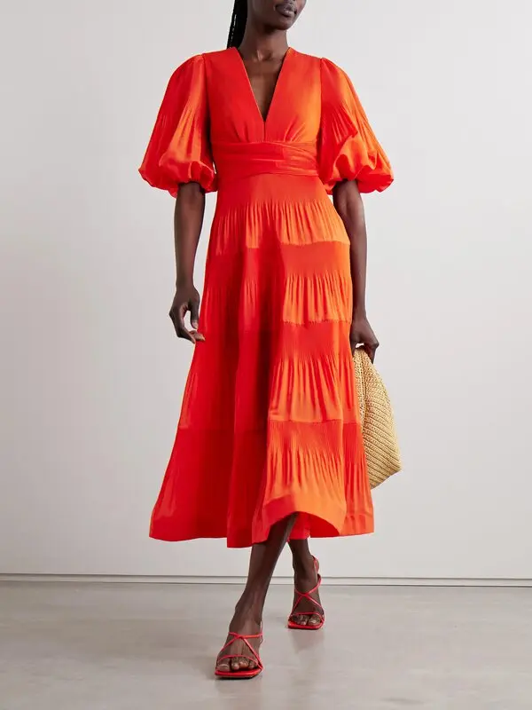 knee length dresses for ladies Zimmermann Pleated Midi Dress main image 1