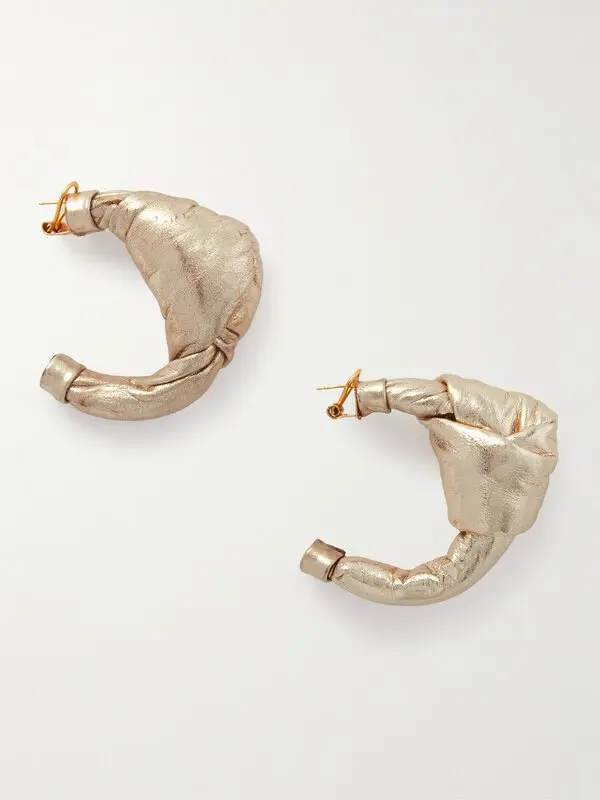 Johanna Ortiz Net Sustain Metallic Leather Hoop Earrings - Gold