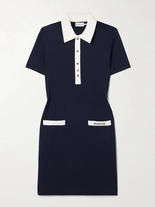 Moncler Cotton-blend Jersey Mini Dress - Blue