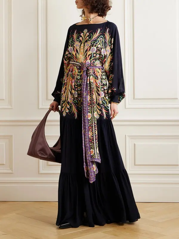 Etro Printed Crepe Maxi Dress