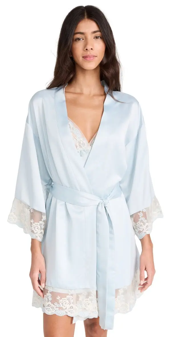 Flora Nikrooz Rosa Charmeuse Kimono - Ice Flow