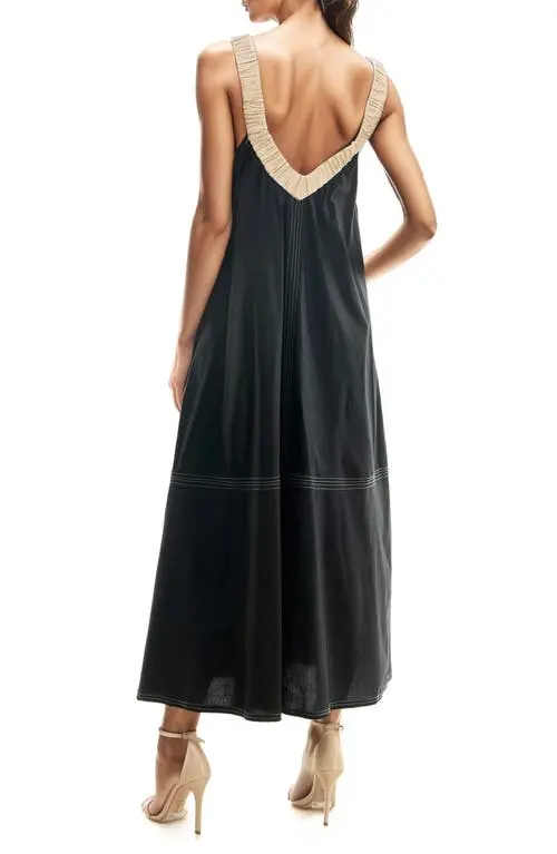 Socialite Seamed Stretch Cotton Midi Dress In Black/Tan - 63% Off |  Editorialist
