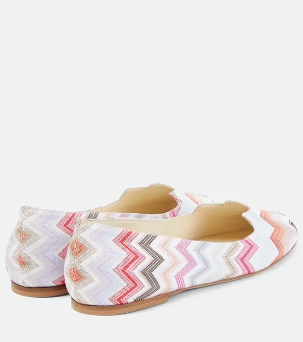 Missoni Zig Zag Pointed Toe Ballet Flats - Pink