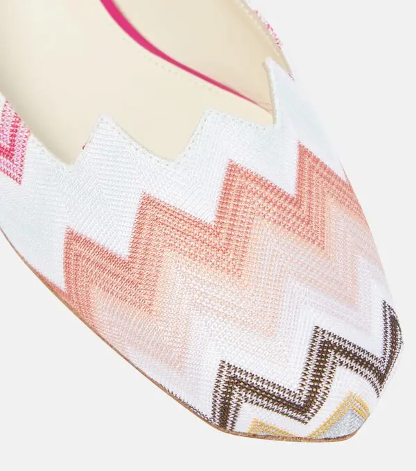 Missoni Zig Zag Pointed Toe Ballet Flats - Pink