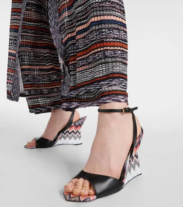 Missoni Zig Zag Leather Wedge Sandals