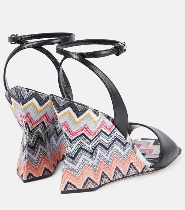 Missoni Zig Zag Leather Wedge Sandals