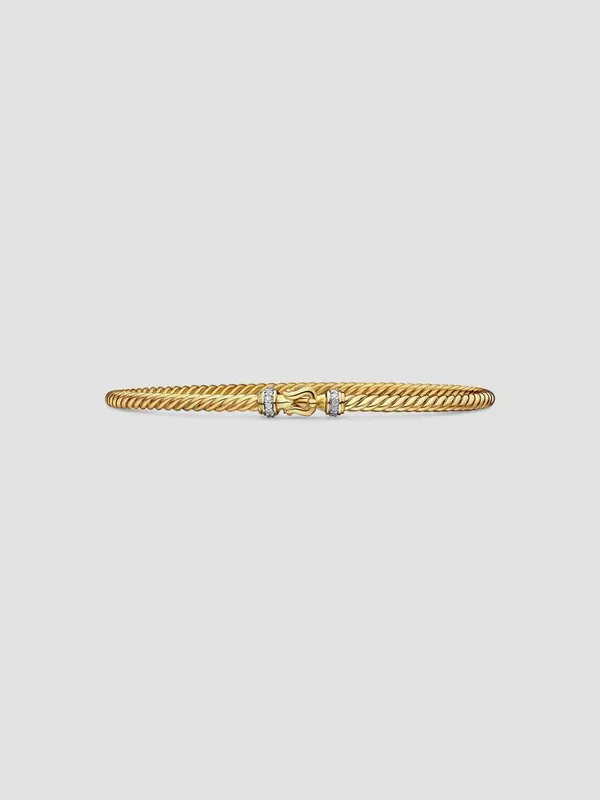 David Yurman Buckle Classic Cable Bracelet In 18k Yellow Gold - Diamond