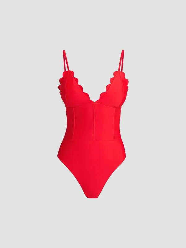 Ramy Brook Mikayla Scalloped One-piece Swimsuit - Flame