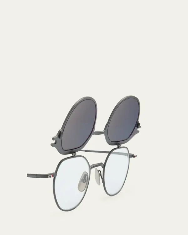 Thom Browne Titanium Round Clip-on Sunglasses - Rose Gold