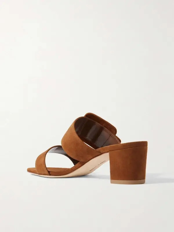 Manolo Blahnik Titubanew 50 Buckled Suede Sandals