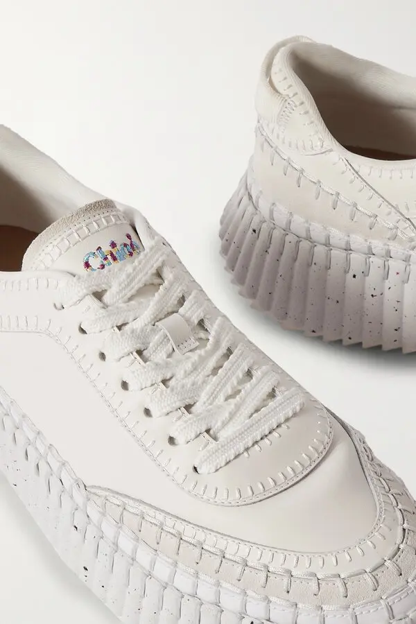Chloé Net Sustain Nama Embroidered Sneakers - White