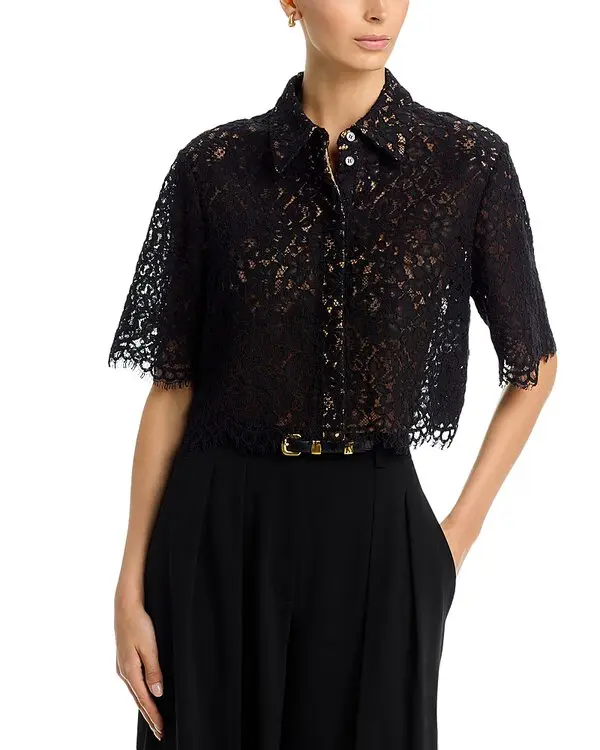 Michael Kors Floral Corded Lace Cropped Shirt