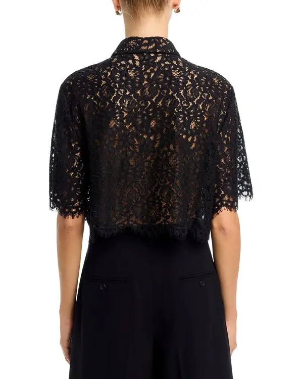 Michael Kors Floral Corded Lace Cropped Shirt