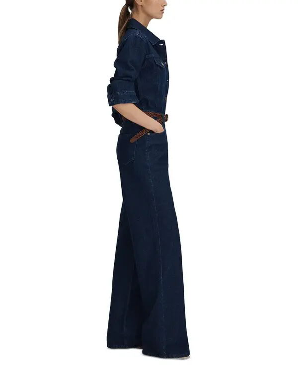 REISS Frankie Relaxed Denim Jumpsuit