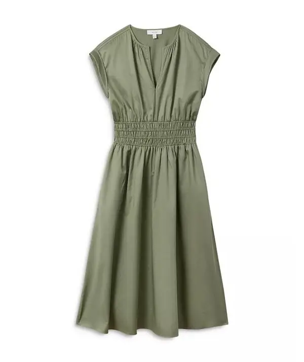 reiss lena cotton ruched waist midi dress Reiss Lena Cotton Ruched Waist Midi Dress, Blue