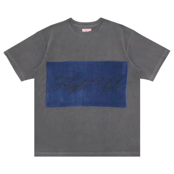 FLIGHT CLUB Script T-shirt 'washed /velour Navy - Black