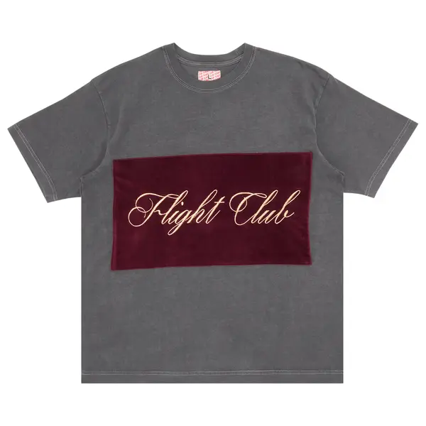FLIGHT CLUB Script T-shirt 'washed /velour Burgundy