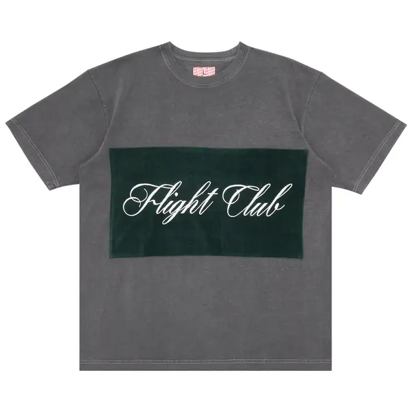 FLIGHT CLUB Script T-shirt 'washed /velour Green - Black