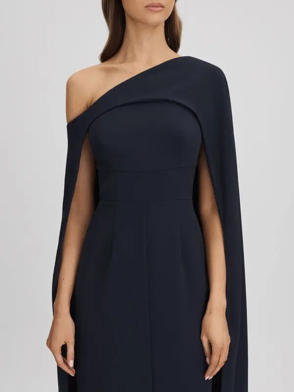 Halston Off-the-shoulder Cape Maxi Dress