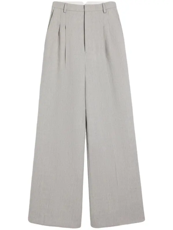 AMI Paris Pleated Palazzo Pants - Grey