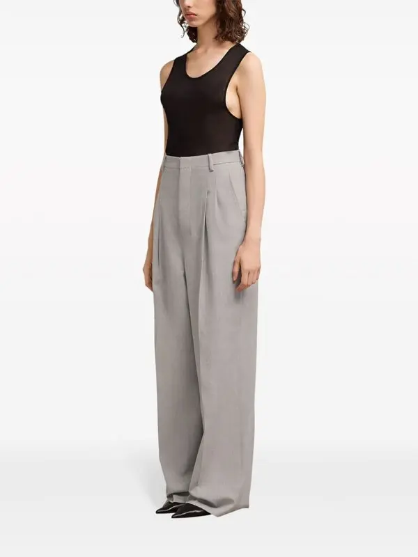 AMI Paris Pleated Palazzo Pants - Grey