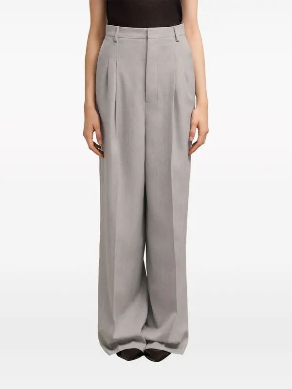 AMI Paris Pleated Palazzo Pants - Grey
