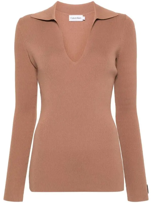 Calvin Klein Fine-ribbed Jumper - Brown